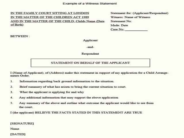  How To Write A Statement For Family Court Template Sample Character 